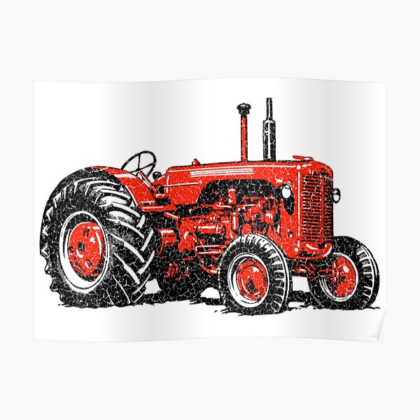 Red Farm Tractor Unframed Poster Wall Hangings Wall Decor etna.com.pe