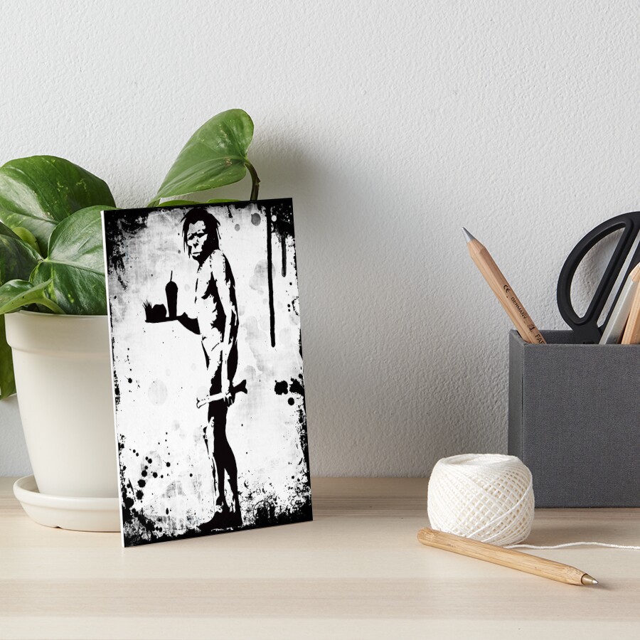 "Banksy caveman Fast Food" Art Board Print by belugastore | Redbubble