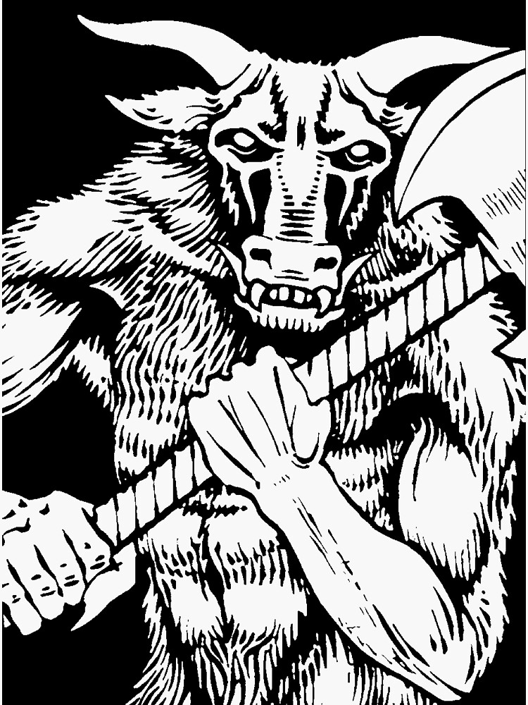 "Oldschool D&D Minotaur (1st Edition)" Sticker for Sale by Grunglestore ...