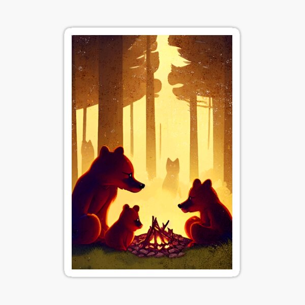 "Big Bear Fire Camp" Sticker for Sale by PixyDesign | Redbubble