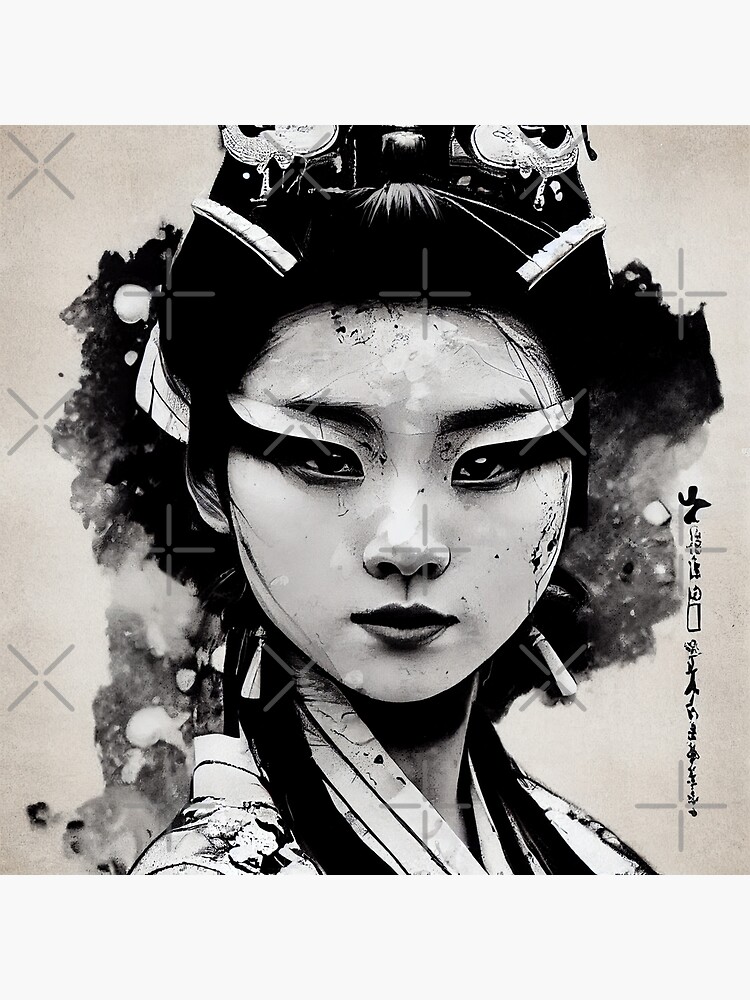 "Japanese Geisha Ink Drawing Digital Art Photo Print 1" Poster for Sale ...
