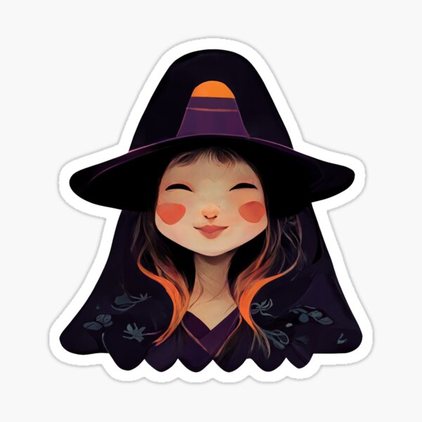 "Pretty cute magic Witch with happy face and pink cheeks" Sticker for ...
