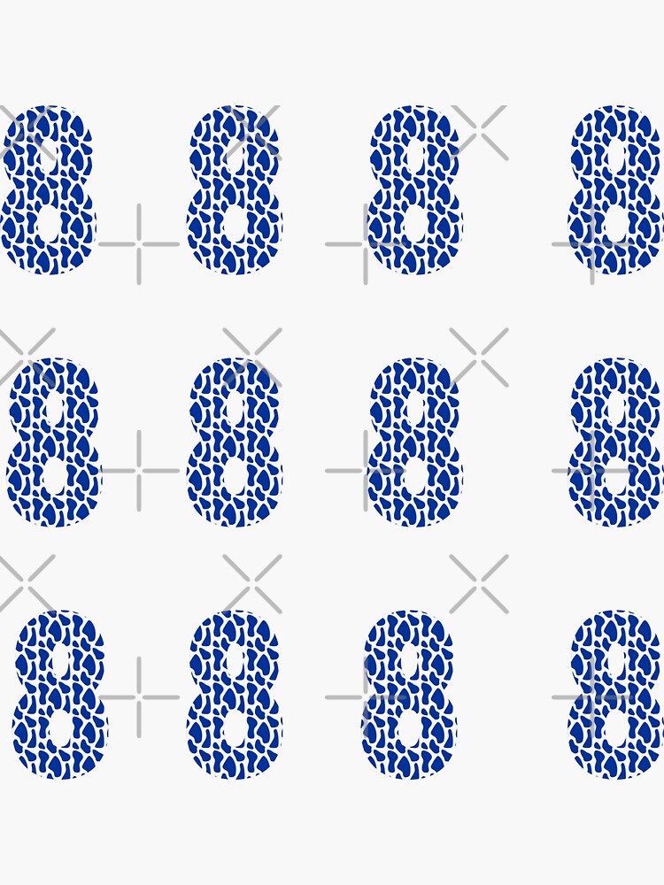 ",Animal Print Pattern Number Eight, Navy and White Magnet, Sticker ...
