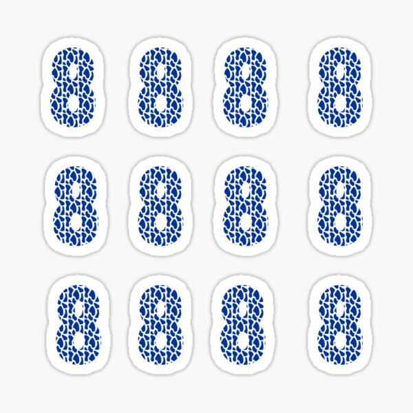 ",Animal Print Pattern Number Eight, Navy and White Magnet, Sticker ...