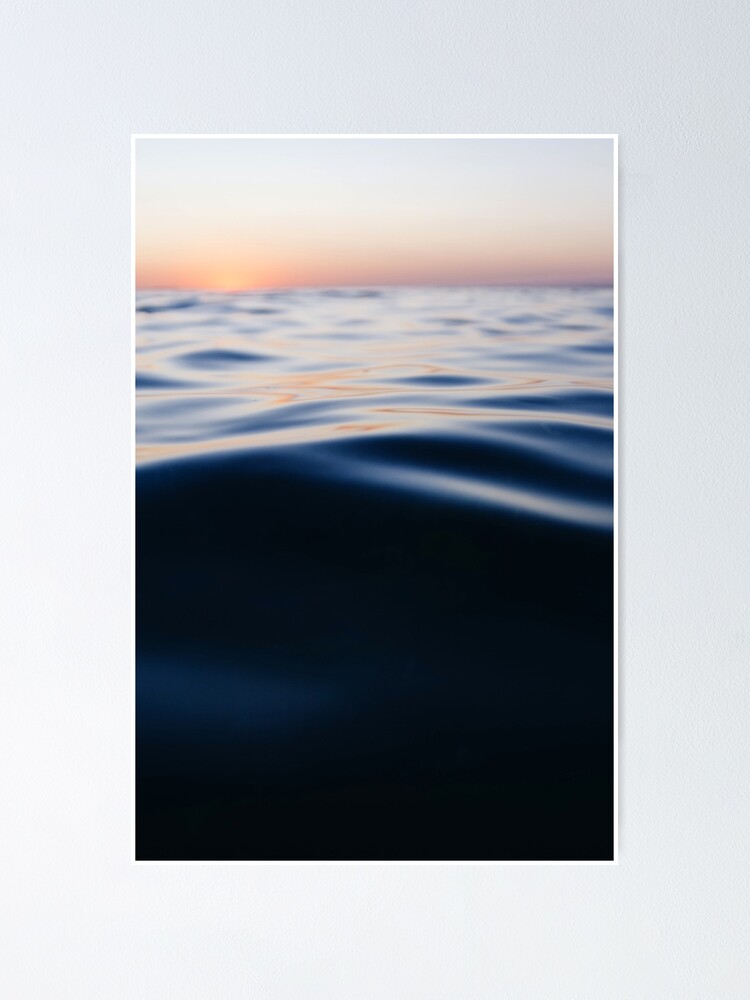 "Sea Waves deep blue calm ocean water on sunset - Ocean Posters" Poster ...