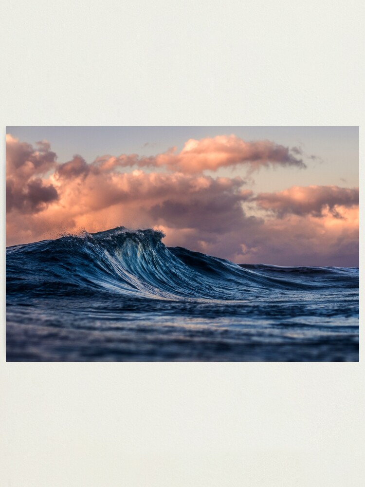 "Sea Waves big blue one with pink clouds - Ocean Posters" Photographic ...