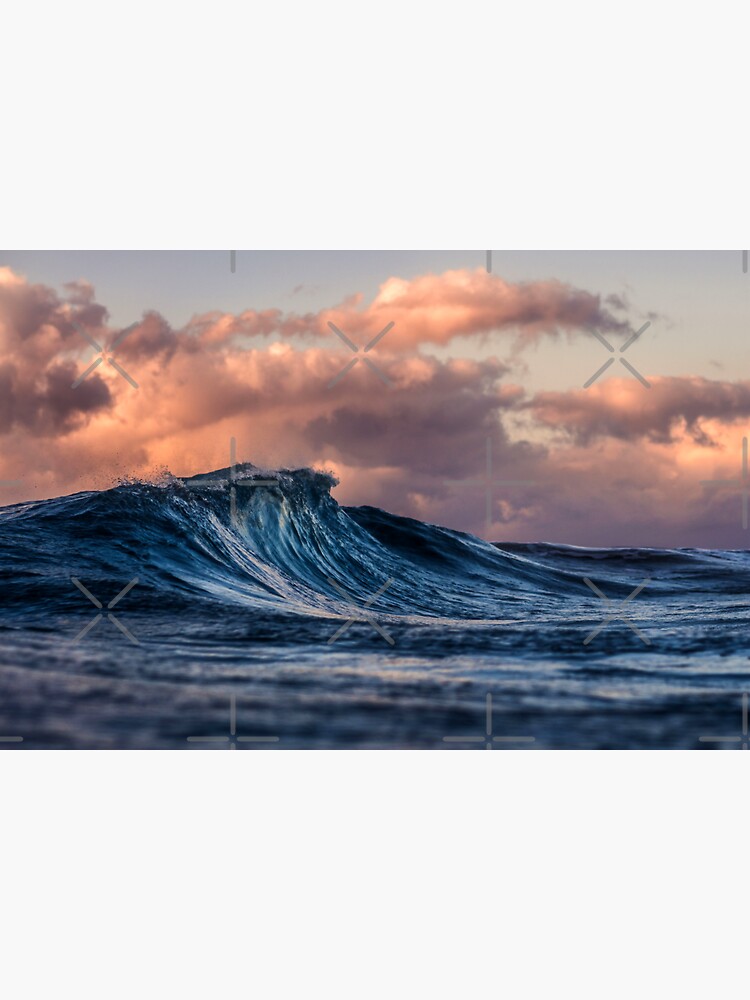 "Sea Waves big blue one with pink clouds - Ocean Posters" Sticker for Sale by DRK7DSGN | Redbubble