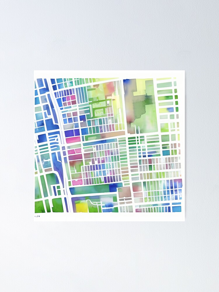 "Colourful map for a fake city" Poster for Sale by skillunused | Redbubble