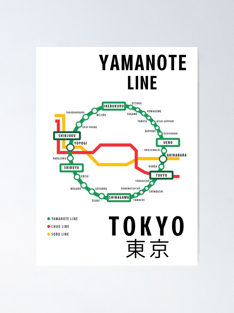 Póster «Mapa del metro de la línea Yamanote de Tokio» de artfilmbuff | Redbubble