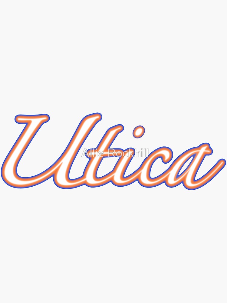"Utica Cursive Orange and Blue" Sticker for Sale by anrockhi | Redbubble