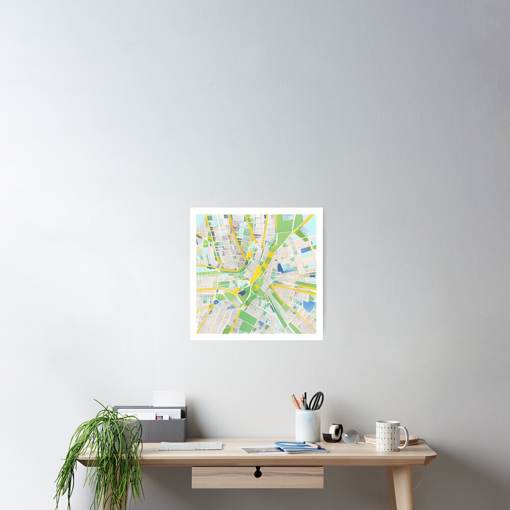 "Map of a fake city with yellow and green" Poster for Sale by ...
