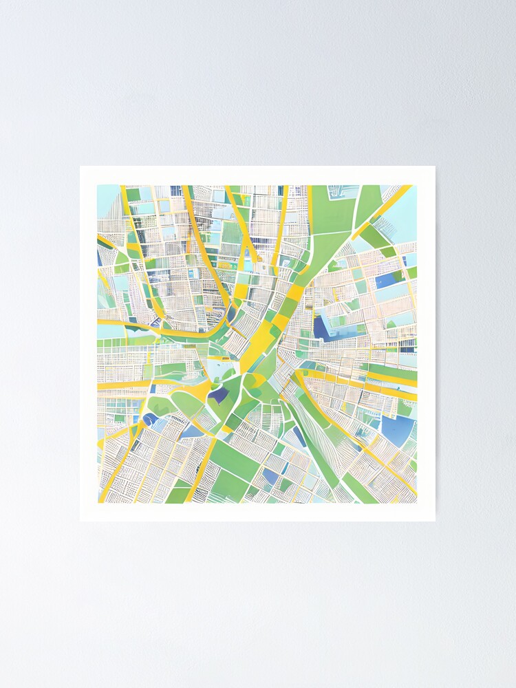 "Map of a fake city with yellow and green" Poster for Sale by ...