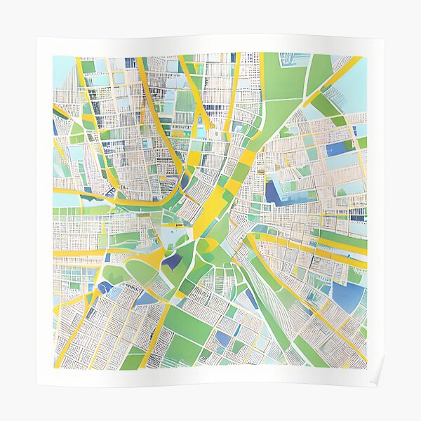 "Map of a fake city with yellow and green" Poster for Sale by ...