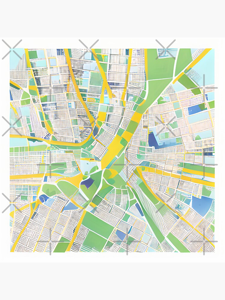 "Map of a fake city with yellow and green" Sticker for Sale by ...