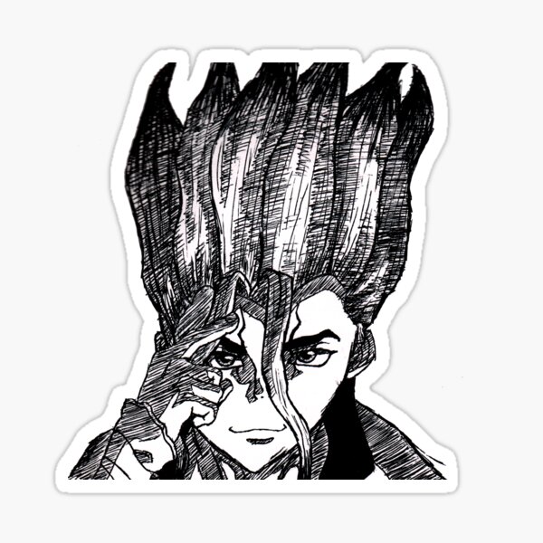 "Senku (linework)" Sticker for Sale by Daerohel | Redbubble