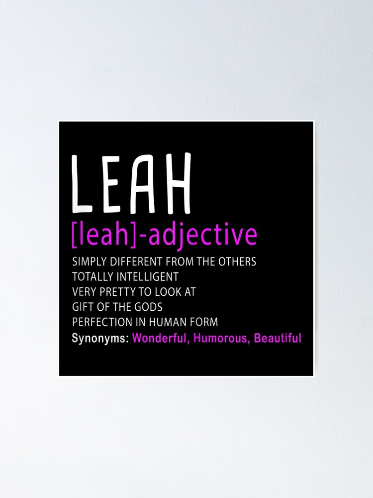 "Womens Personalized Name Description Leah" Poster for Sale by ...