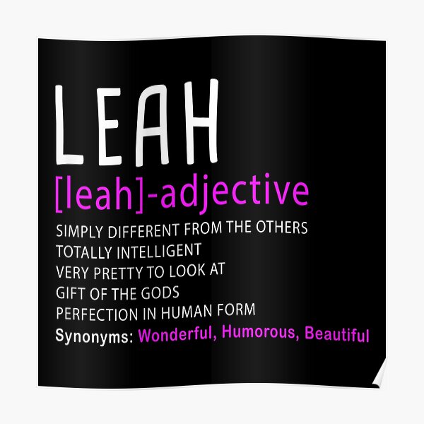 "Womens Personalized Name Description Leah" Poster for Sale by ...