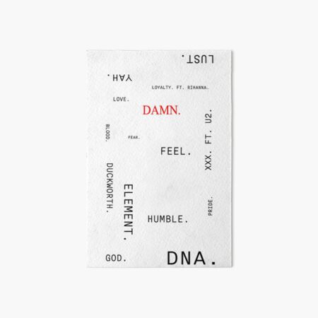 "DAMN. text (Kendrick Lamar album)" Art Board Print for Sale by ...