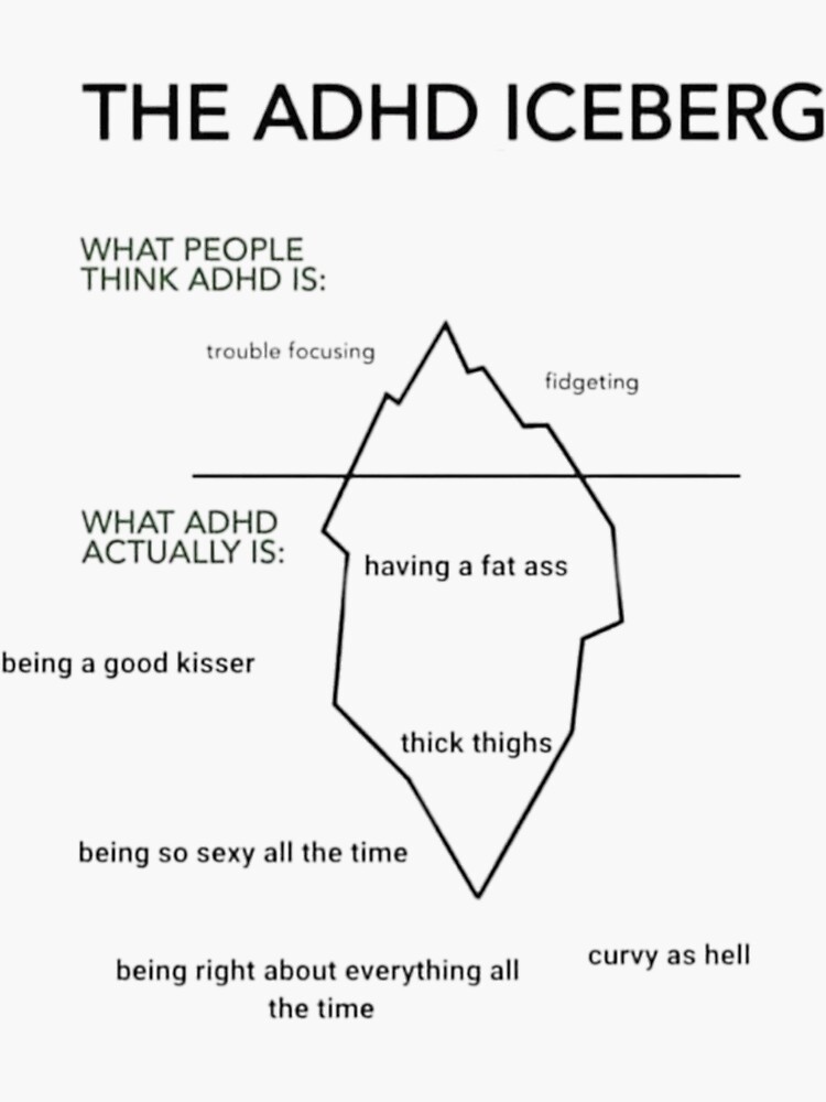 "ADHD Iceberg Meme" Sticker for Sale by LollipopPrints | Redbubble