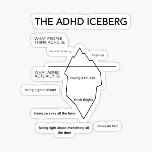 "ADHD Iceberg Meme" Sticker for Sale by LollipopPrints | Redbubble