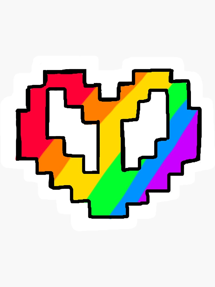 "Rainbow Pride Minecraft Hardcore heart" Sticker for Sale by ...