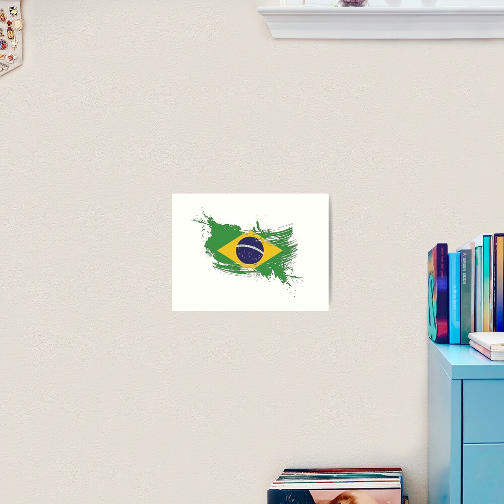 "Brazil Flag Brush Splatter" Art Print by DCornel | Redbubble