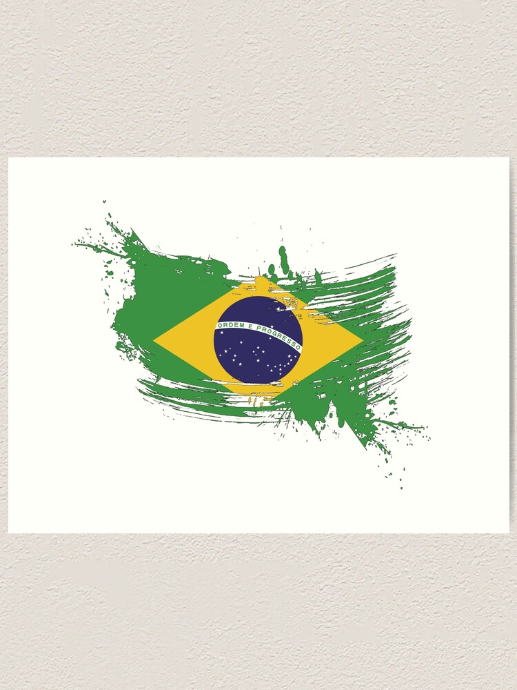 "Brazil Flag Brush Splatter" Art Print by DCornel | Redbubble