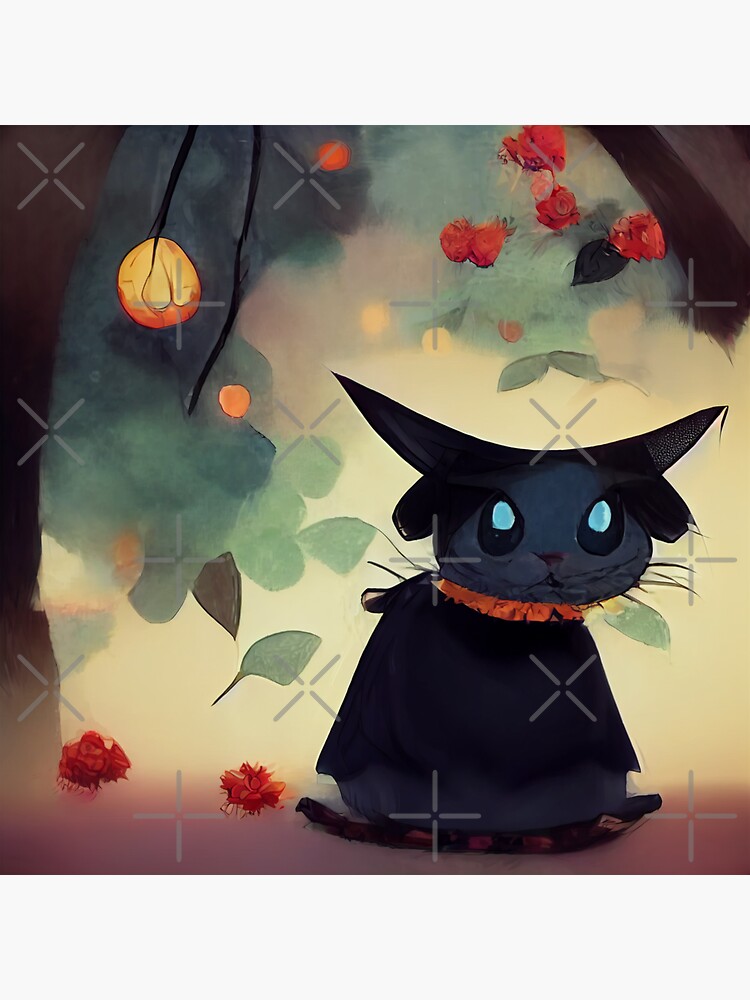 "Spooky Halloween Cat" Sticker for Sale by Nanashi-AI | Redbubble