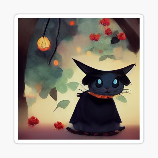 "Spooky Halloween Cat" Sticker for Sale by Nanashi-AI | Redbubble