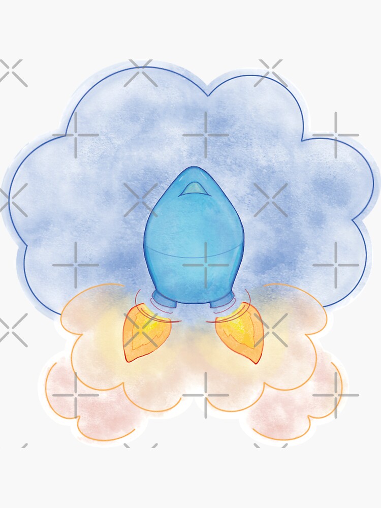 "Colorful Rocket Ship Digital Drawing" Sticker for Sale by ...