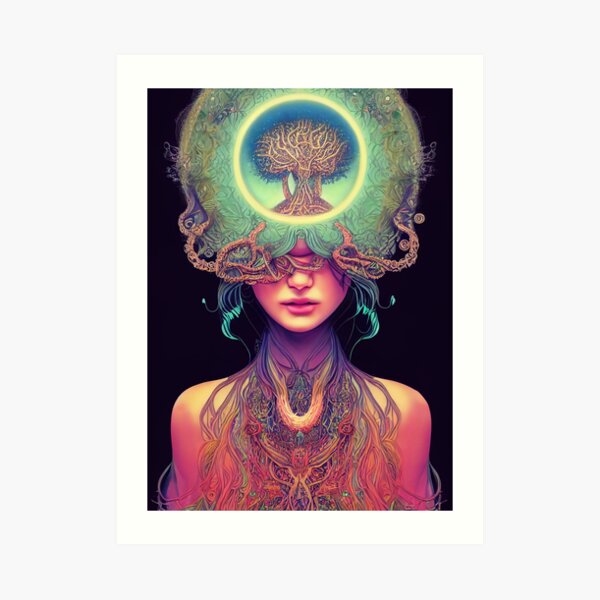 "Medicated | Portrait of a Psychedelic Forest Dryad" Art Print for Sale ...