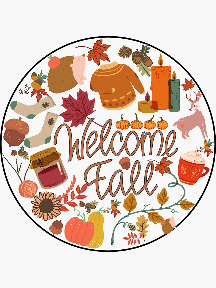 "Cartoon "Welcome Fall" Circle Collage" Sticker for Sale by ...