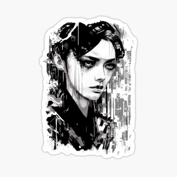 "Cyberpunk Crying In Red" Sticker for Sale by ChasmicArt | Redbubble