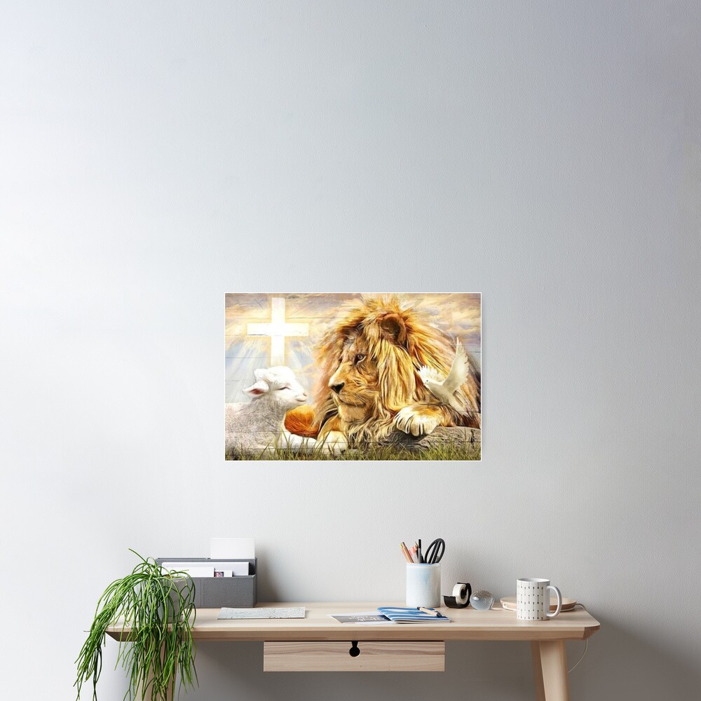 "The Lion The Lamb White Dove and the cross" Poster for Sale by ...
