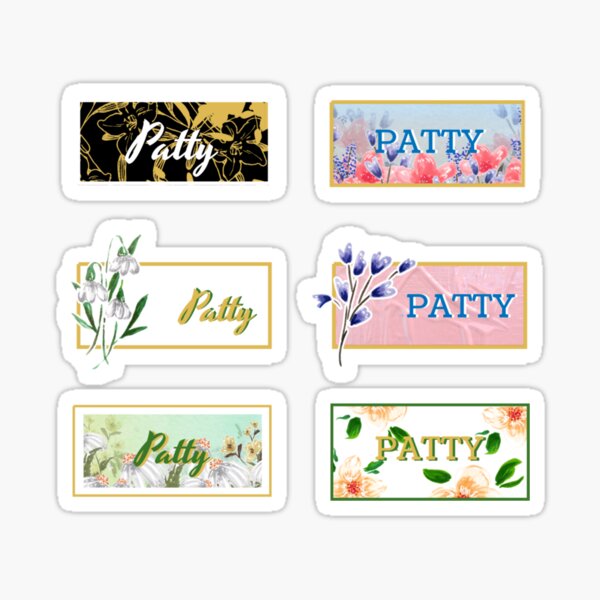 "Patty name sticker for hydro flask, name sticker image, sticker pack ...