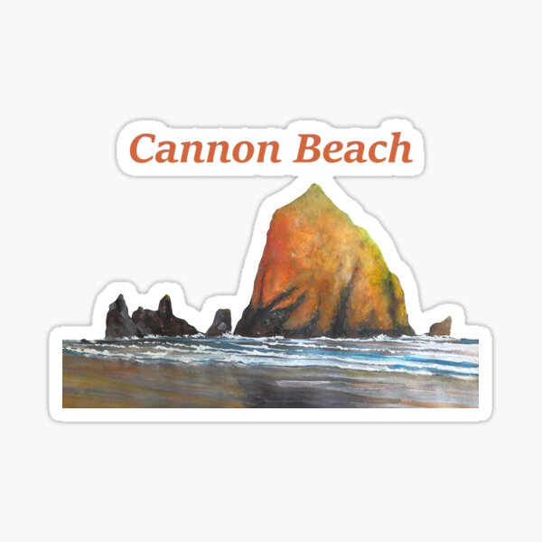 "Haystack Rock at Cannon Beach" Sticker for Sale by dkaranouh | Redbubble