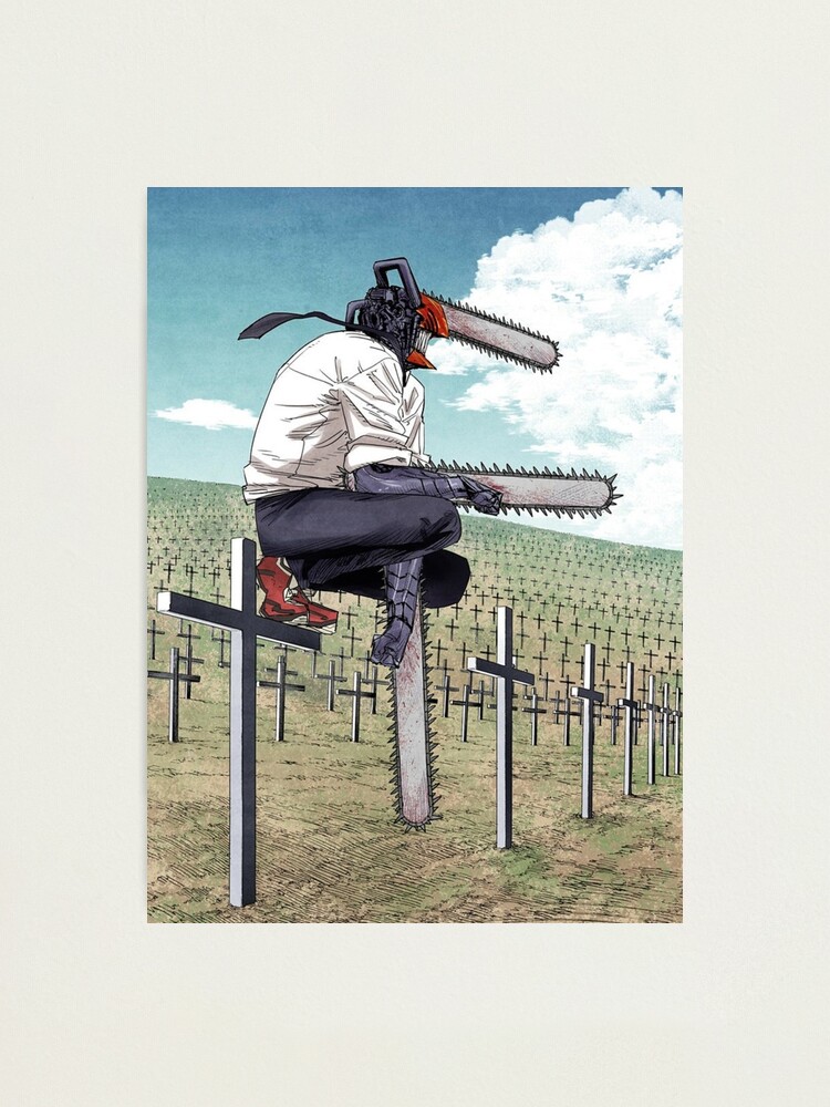 "Denji sitting on the Cross Retro Art - Chainsaw Man Manga and Anime ...