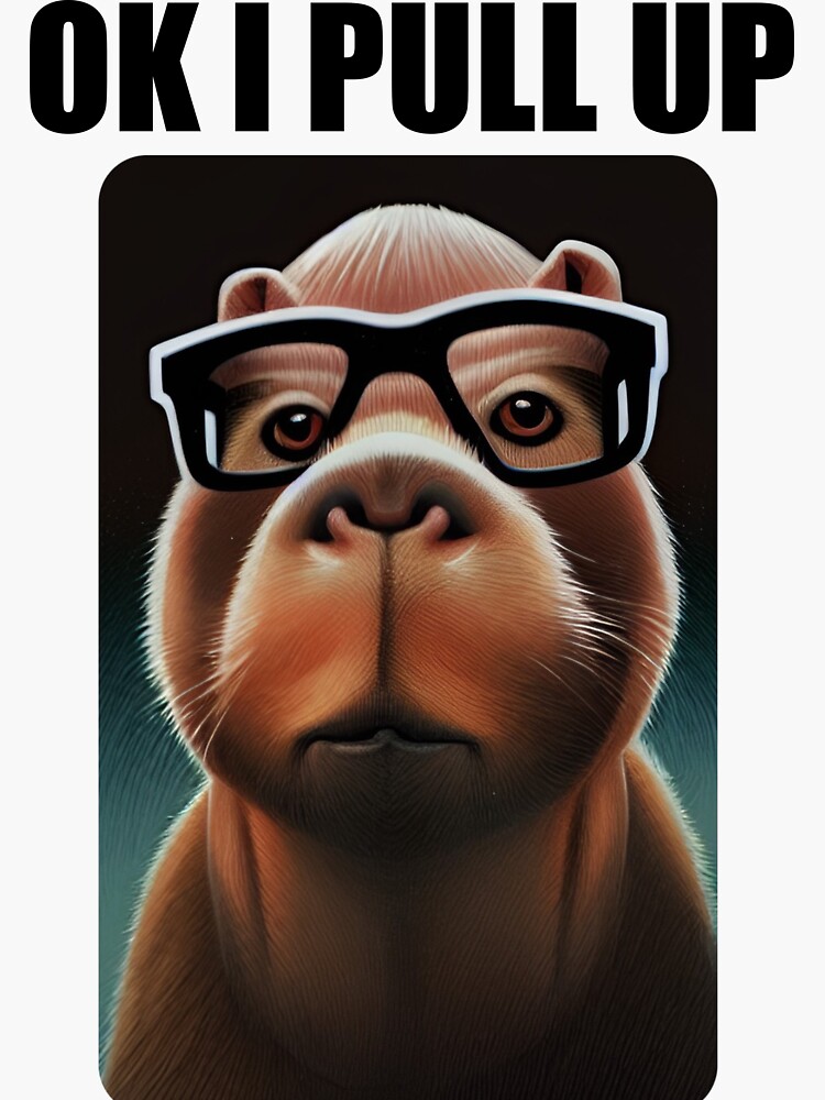 "Capybara Ok I Pull Up" Sticker for Sale by VividArtDesigns | Redbubble