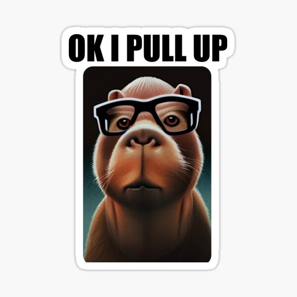 "Capybara Ok I Pull Up" Sticker for Sale by VividArtDesigns | Redbubble