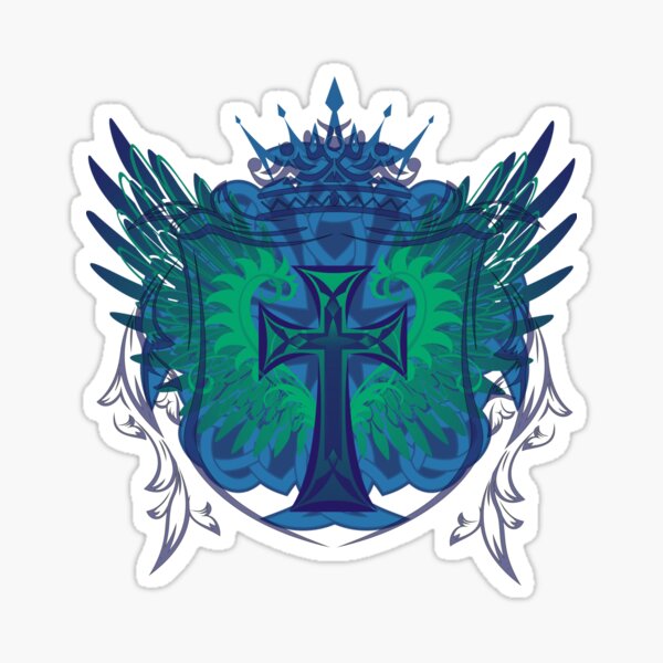 "Irish Celtic Cross Shield St Patrick's Winged Crown" Sticker for Sale ...