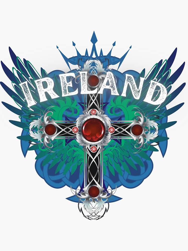 "Ireland Silver Cross knight shield St Patrick's Armor " Sticker for ...