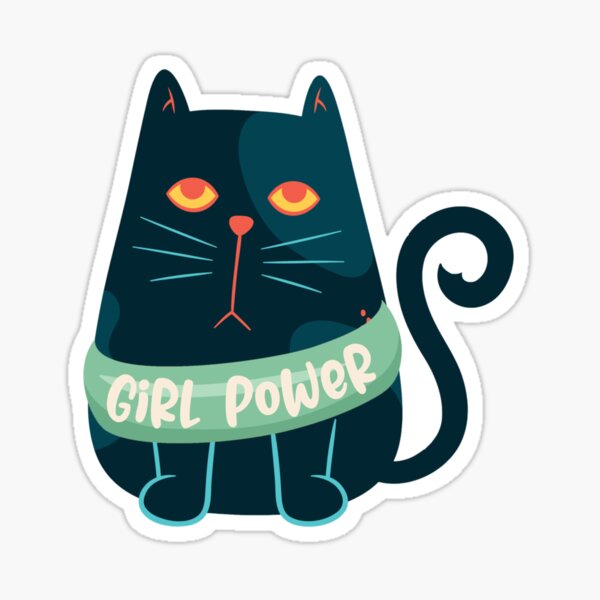 "Cat Girl power scarf " Sticker for Sale by Bagpurse | Redbubble
