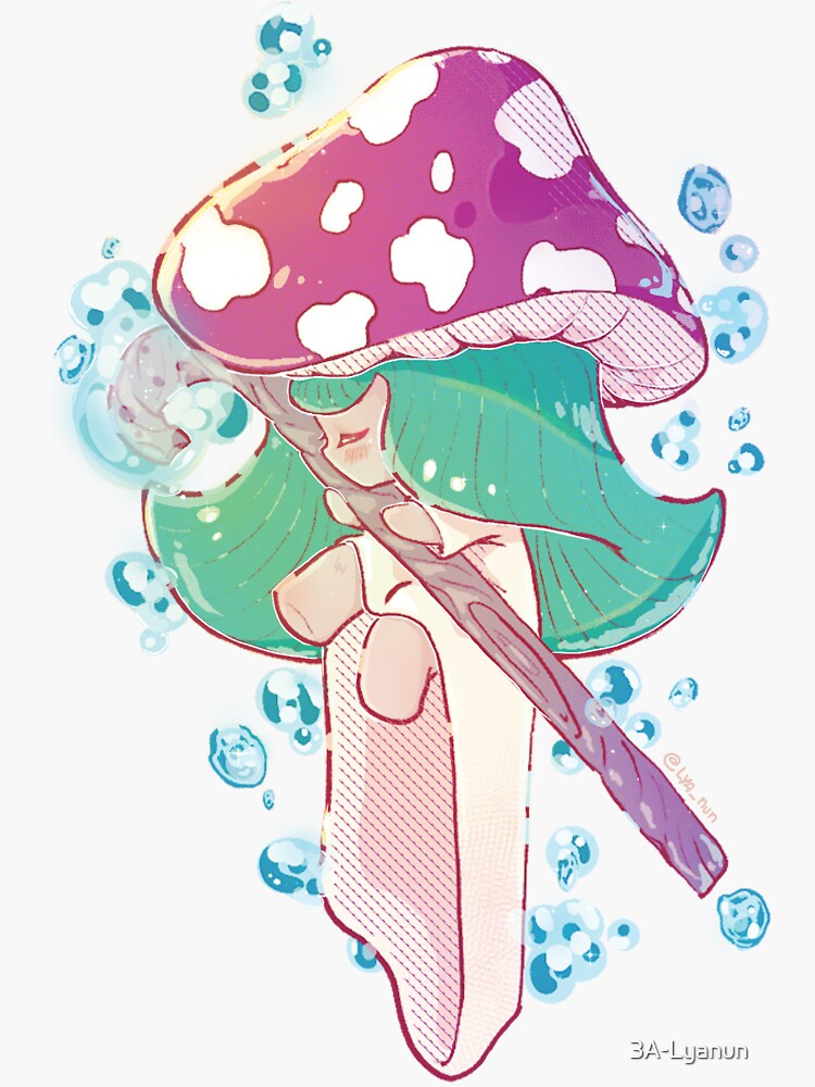 "Mushroom girl" Sticker for Sale by 3A-Lyanun | Redbubble