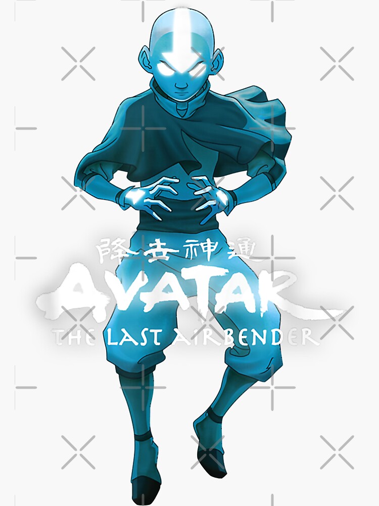 "Gold Movie Blue Monochromatic Aang The Last Airbender" Sticker for ...