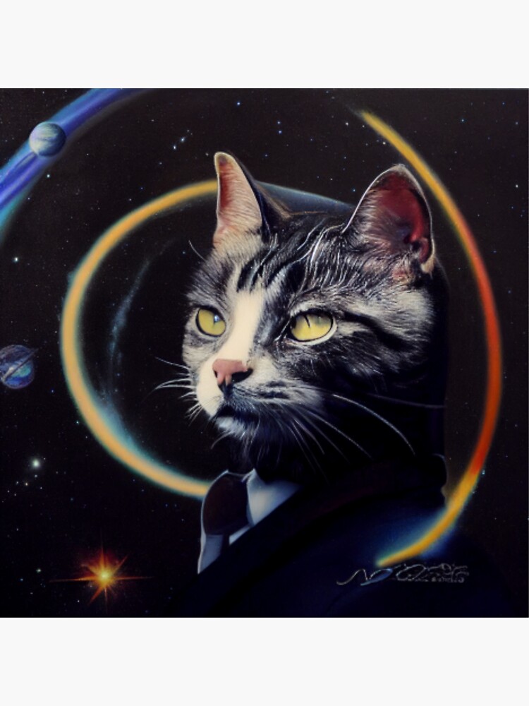 "Cat Bond in Space!" Sticker for Sale by MaddoBooma | Redbubble