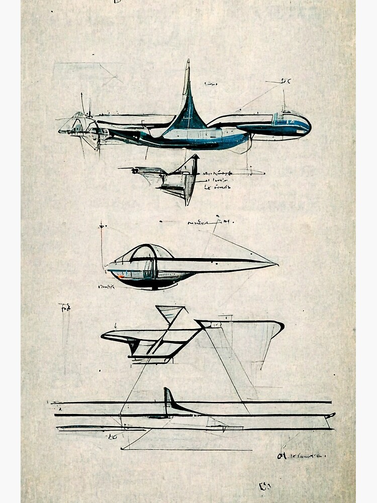 "Technical Sketch of a Future Plane" Poster for Sale by UnrealArtDude ...