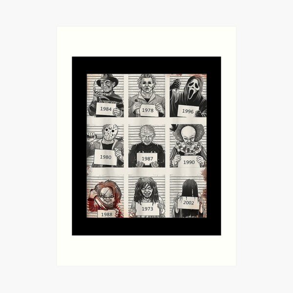 "Halloween Creepy Legends Killer Mugshots Horror Fan" Art Print for ...