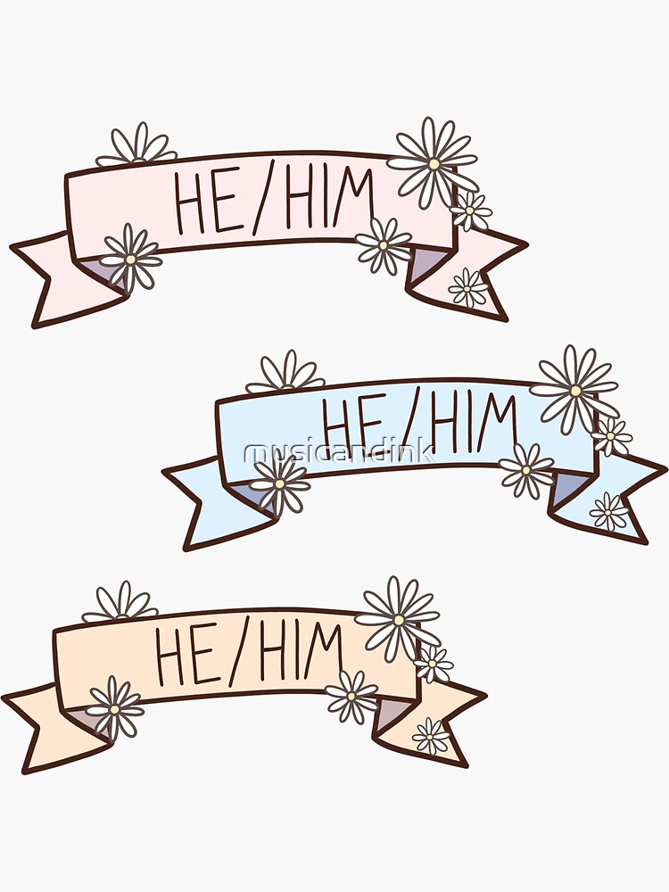 "He/Him Banner Sticker Set" Sticker for Sale by musicandink | Redbubble