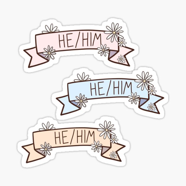 "He/Him Banner Sticker Set" Sticker for Sale by musicandink | Redbubble