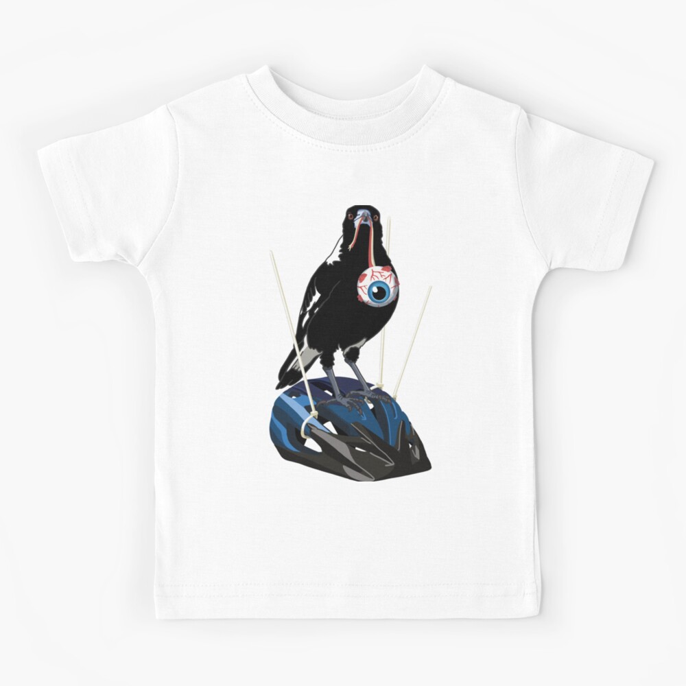 "Sinister Magpie with Eyeball Sitting on Push Bike Helmet with Zip Ties ...